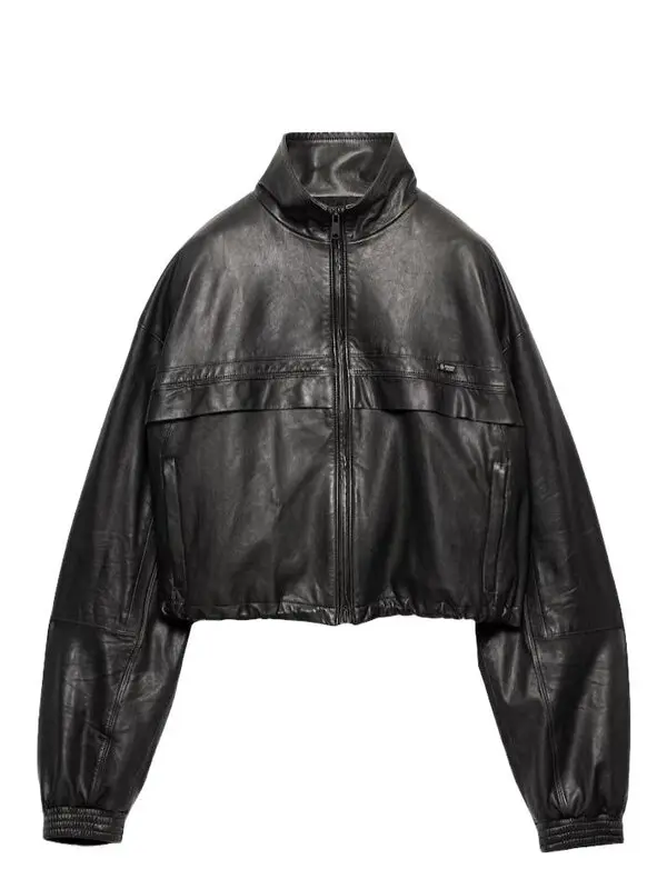 Prada Nappa Leather Zip-up Jacket - Black
