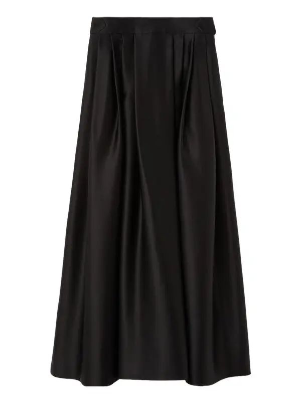 Loro Piana Pleated Midi Skirt With Tie Detail - Black