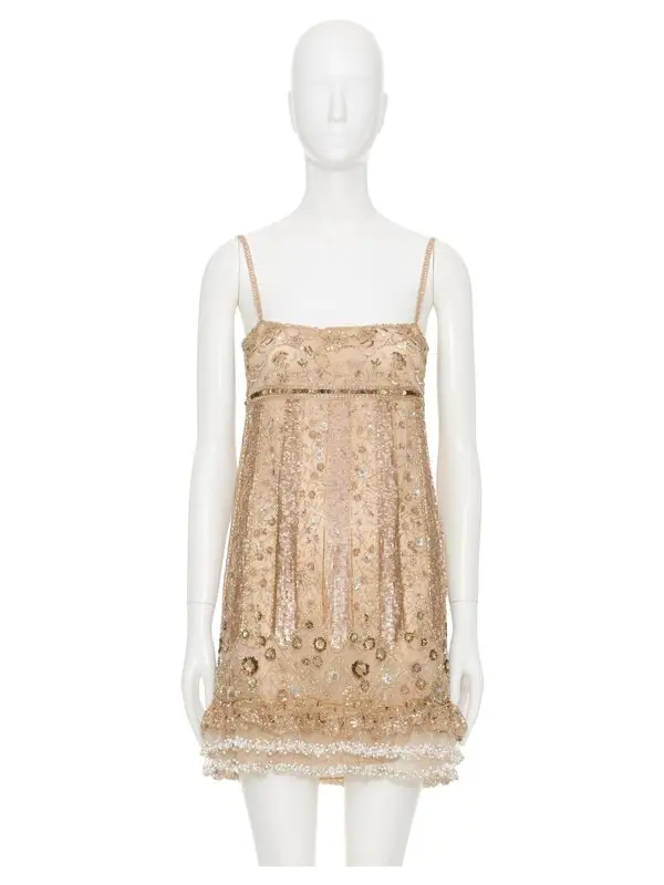 Valentino Garavani Embellished Sling Dress - Gold