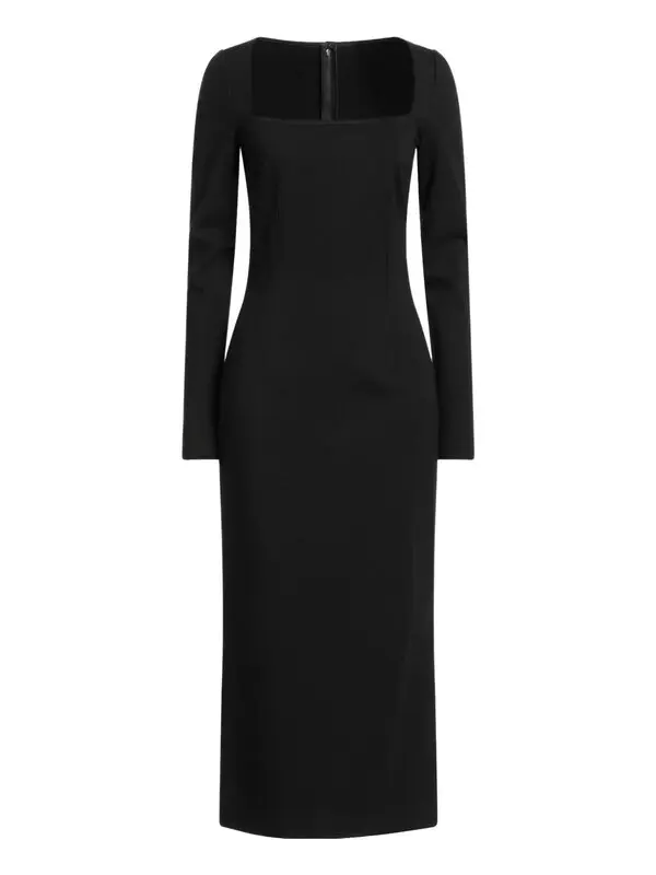 Dolce & Gabbana Bodycon Dress With Square Neckline And Long Sleeves - Black