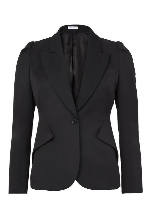 Alexander McQueen Puff Sleeve Single-breasted Blazer - Black