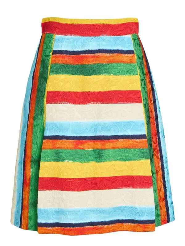 Dolce & Gabbana Striped Jacquard Flared Skirt - Orange