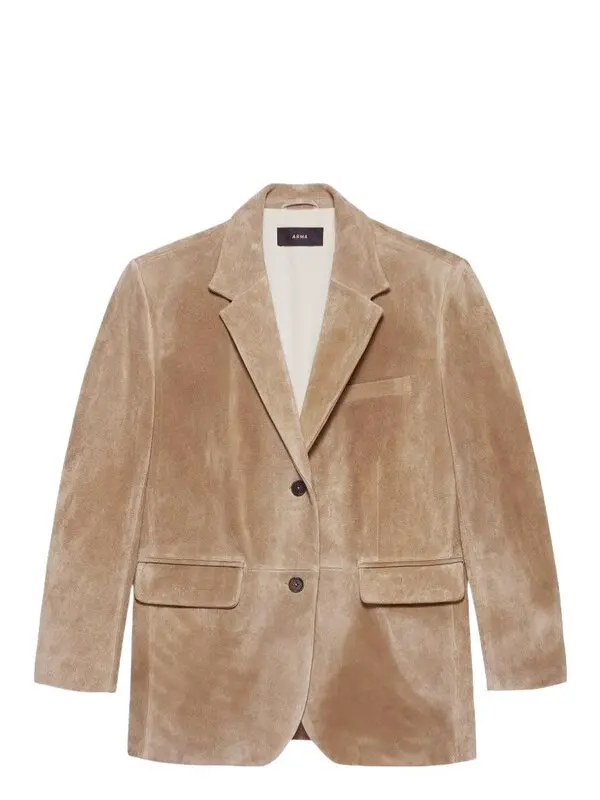 ARMA Benny Textured Suede Blazer - Nude