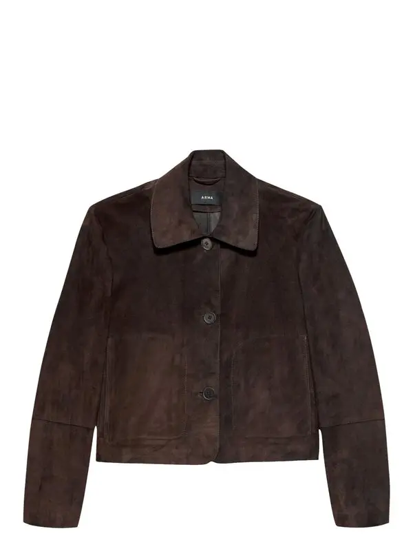 ARMA Suede Jacket With Patch Detail - Black