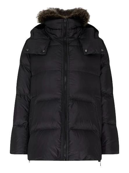 YVES SALOMON A-line Puffer Jacket With Fox Fur Collar - Black