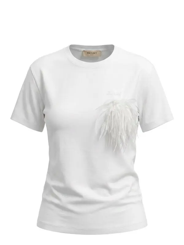 TWINSET Feather-embellished T-shirt - White