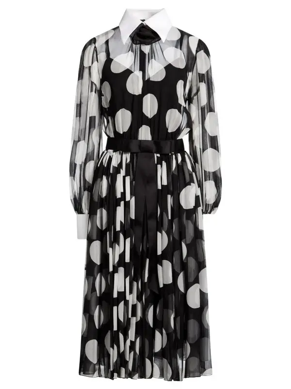 Dolce & Gabbana Polka Dot Chiffon Dress - Black