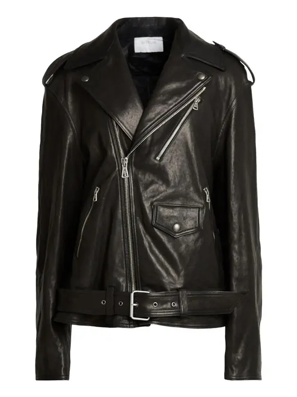 Sportmax Leather Biker Jacket - Black