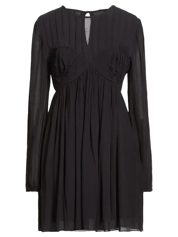 Farm Rio Elegant Long-sleeve Flared Dress - Black