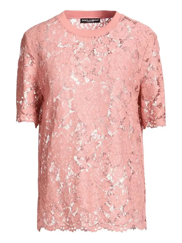 Dolce & Gabbana Lace Top With Crewneck And Short Sleeves - No