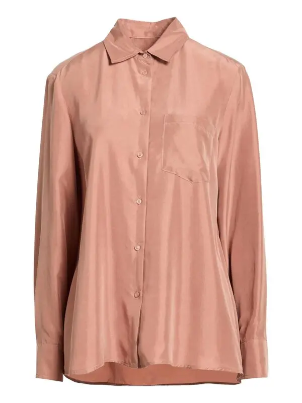 Max Mara Plain Satin Long Sleeve Shirt - Light Brown