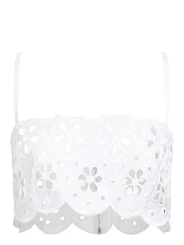 Dolce & Gabbana Broderie Anglaise Cropped Top - White