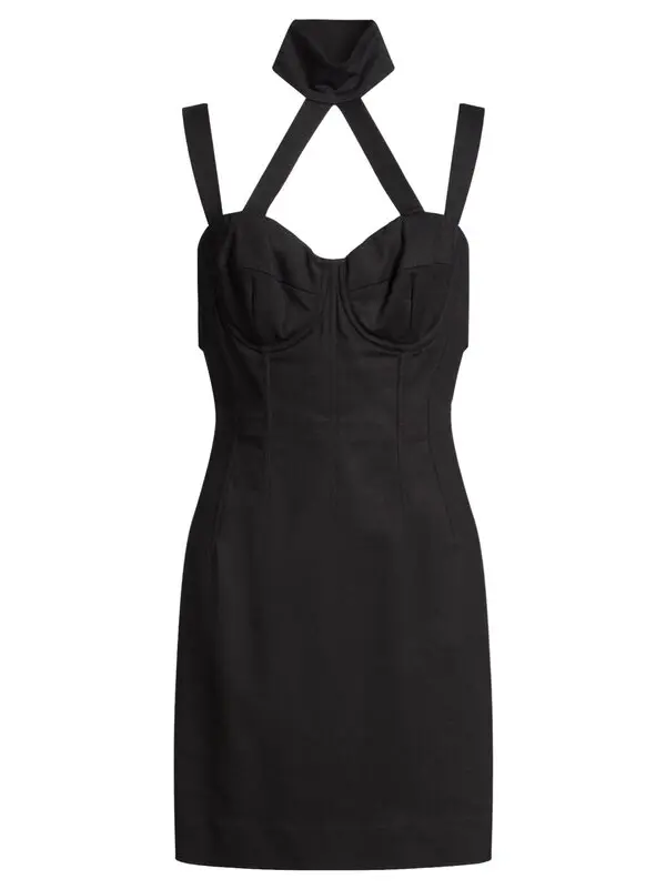 Dolce & Gabbana Sleeveless Deep Plunge Sheath Dress - Black