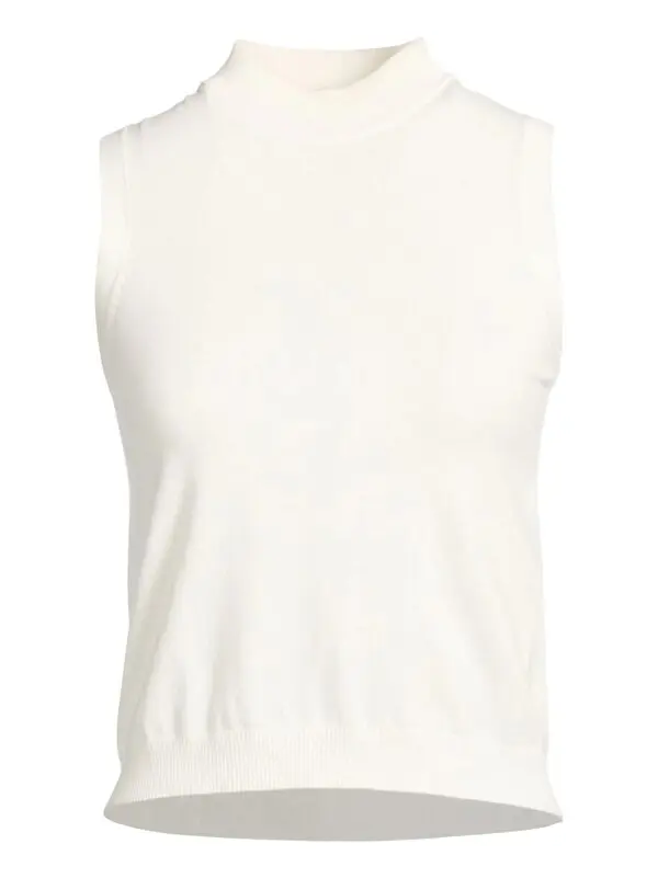 Max Mara Sleeveless Mock Neck Knit Top - White