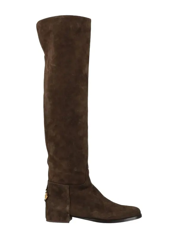 Dolce & Gabbana Brown Suede Over The Knee Boots - Black