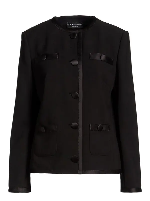 Dolce & Gabbana Crepe Jacket With Satin Trims - Black