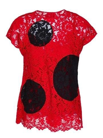 Dolce & Gabbana Two-tone Lace Short-sleeve Top - Red