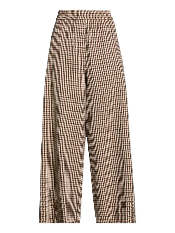 Max Mara Houndstooth Plaid Flannel Wide-leg Trousers - Light Brown