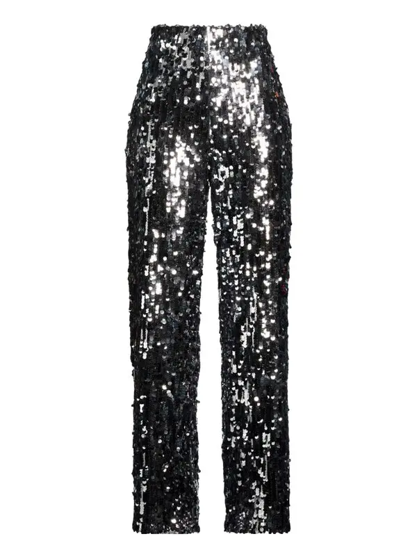 Max Mara Wide-leg Sequined Trousers - Black
