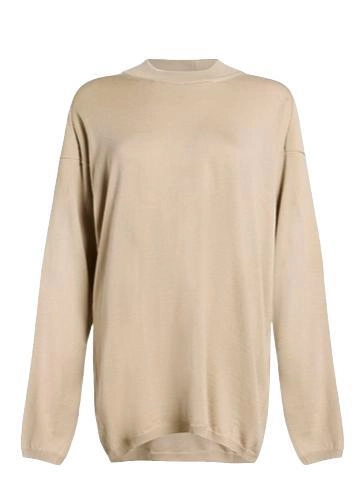 Rick Owens Long Sleeve Mock Neck Sweater - Beige