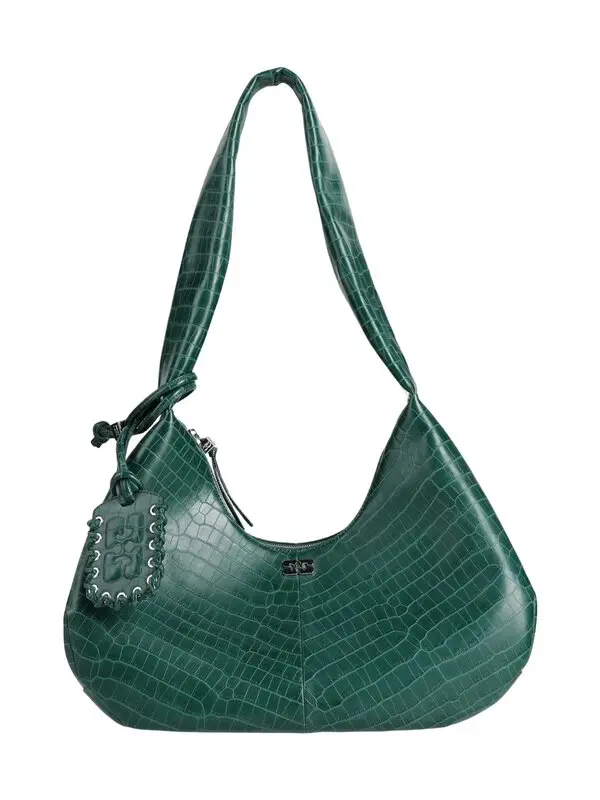 GANNI Crocodile-print Leather Maxi Hobo Bag - Green