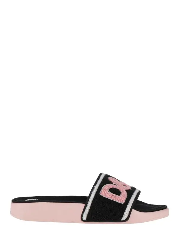 Dolce & Gabbana Bouclé Fabric Inner Slides - Black