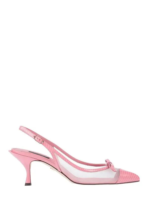 Dolce & Gabbana Leather Pointed-toe Slingbacks With Bow Detailing - Pink