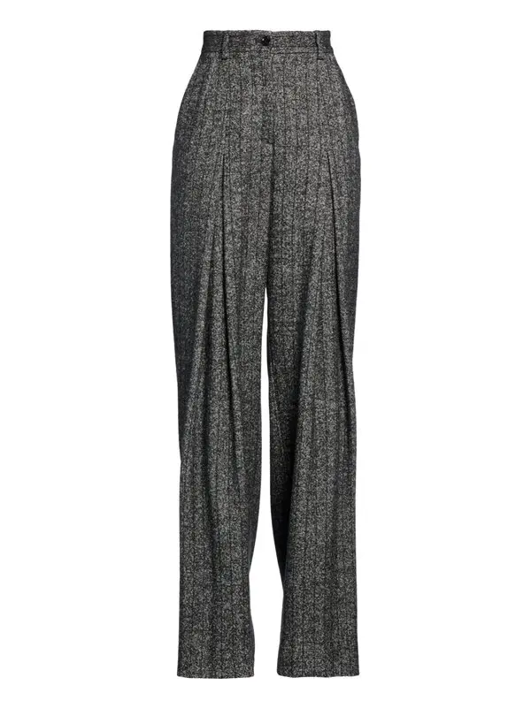 Dolce & Gabbana Pinstriped Flannel Wide-leg Trousers - Black