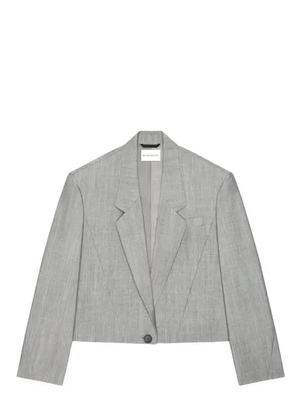 Givenchy Single-breasted Cropped Jacket In Wool And Mohair - Gray