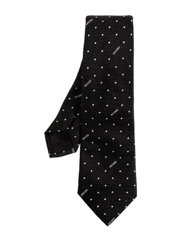 Moschino Jacquard Polka Dot Tie - Black