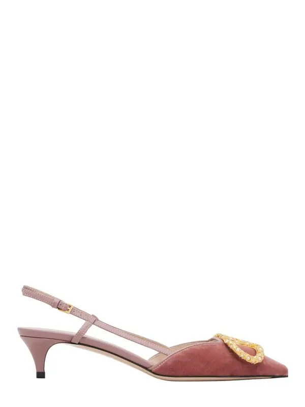 Valentino Garavani Vlogo Iconic Velvet Slingback Heels - Phard
