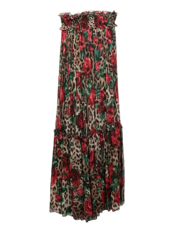 Dolce & Gabbana Animal Print Chiffon Culottes - Red