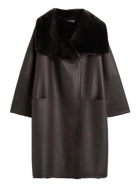 TOTEME Shearling Wrap Coat - Black