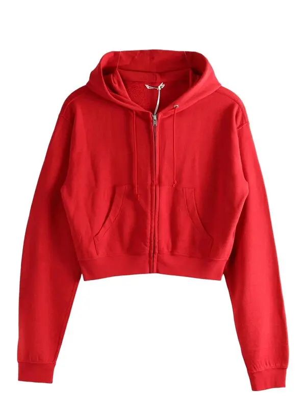 Auralee Zip-up Cropped Hooded Jacket - Red