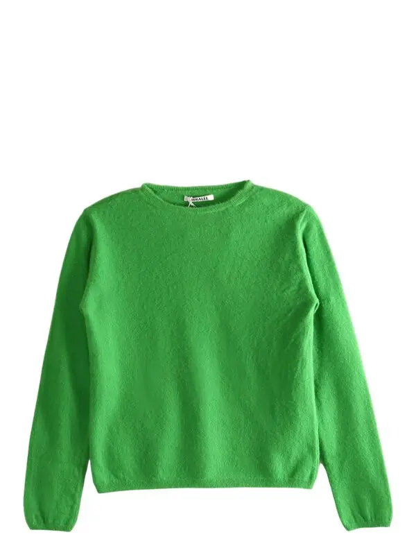 Auralee Cashmere Blend Crew Neck Knit Sweater - Green