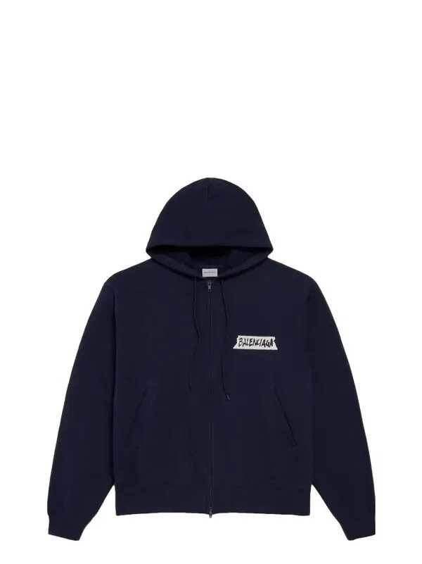 Balenciaga Oversized Zip-up Hoodie - Navy Blue