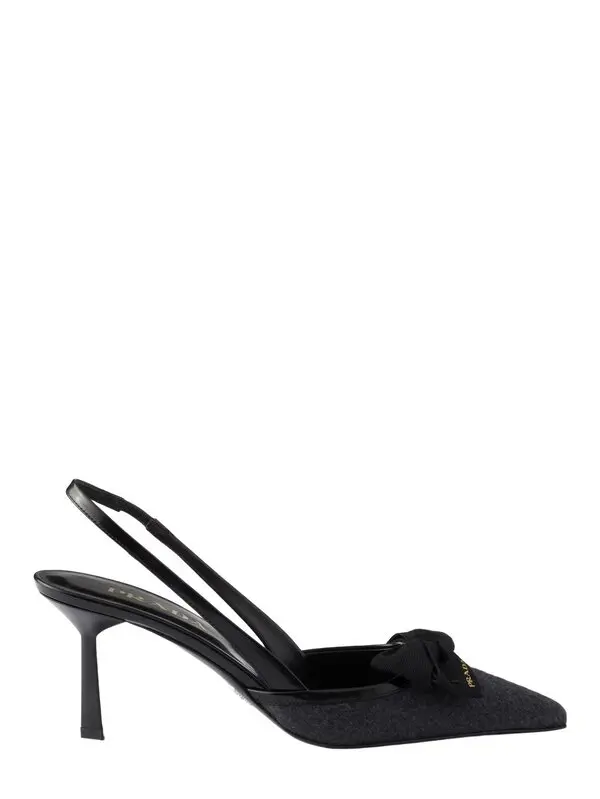 Prada Slingback Pumps With Bow Detailing - Bituminous Ash Free