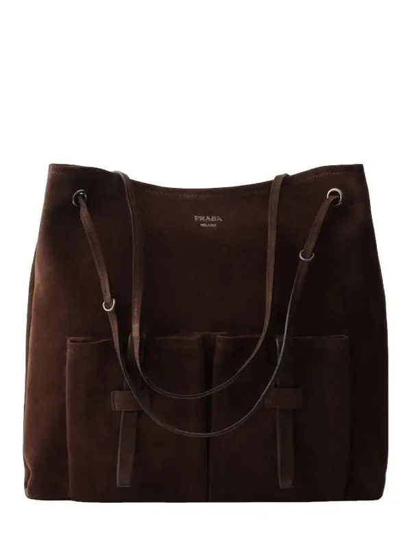 Prada Route Large Suede Bag - Dark Brown