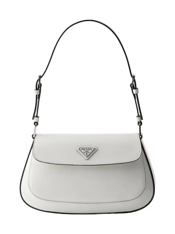 Prada Cleo Brushed Leather Shoulder Bag - White