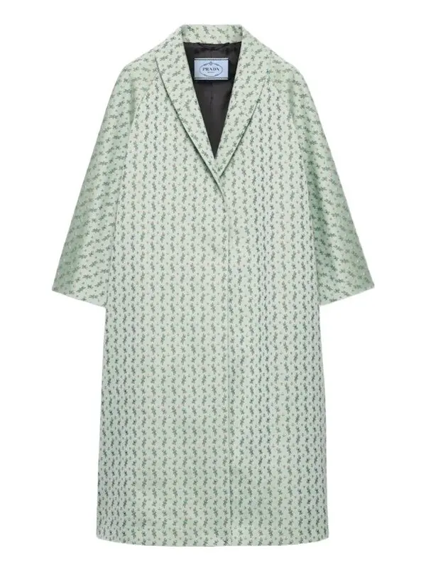 Prada Single-breasted Floral Jacquard Duchesse Coat - Chlorophyll
