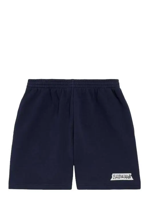 Balenciaga Masking Tape Graphic Shorts - Navy