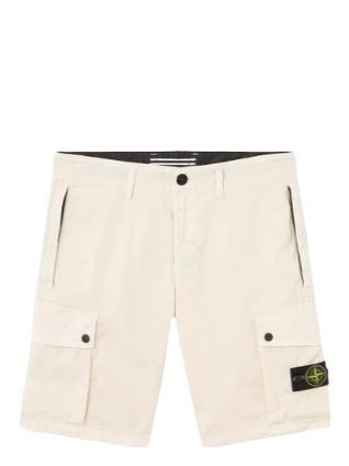 Stone Island Slim-fit Cargo Bermuda Shorts With Zip Pockets - Ivory