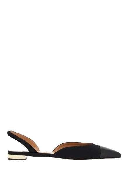 AQUAZZURA Milanese Slingback Flat - Black