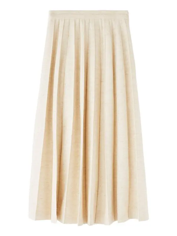 Loro Piana Pleated Midi Skirt - Nude