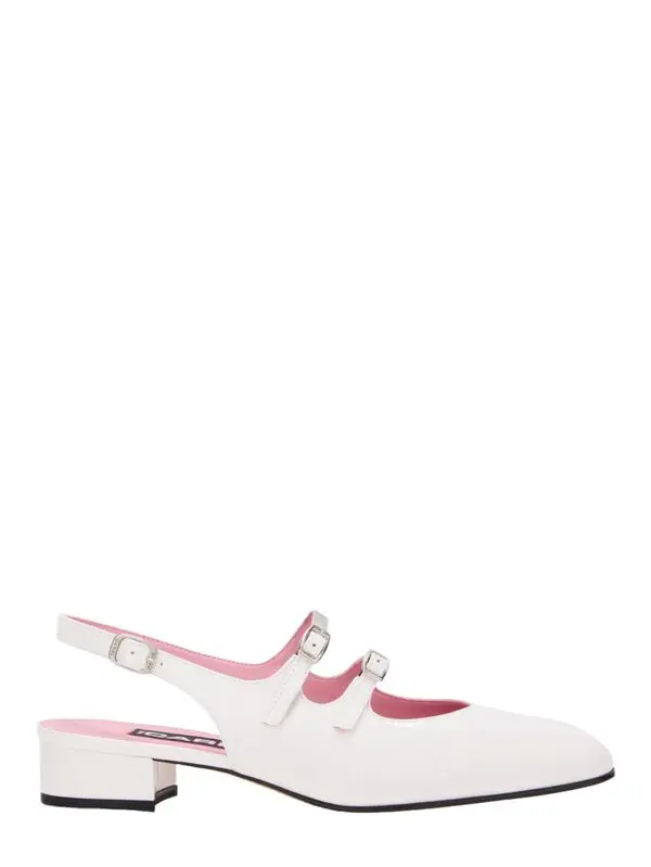 CAREL Slingback Mary Jane Ballet Flats With Buckle Detailing - White