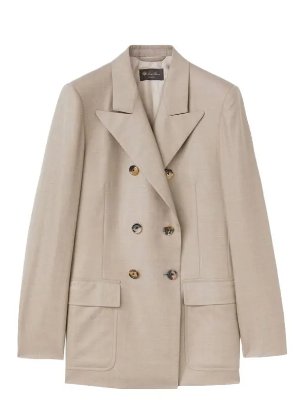 Loro Piana Ananda Freshly Cut Wool Long-sleeved Suit Coat - Nude