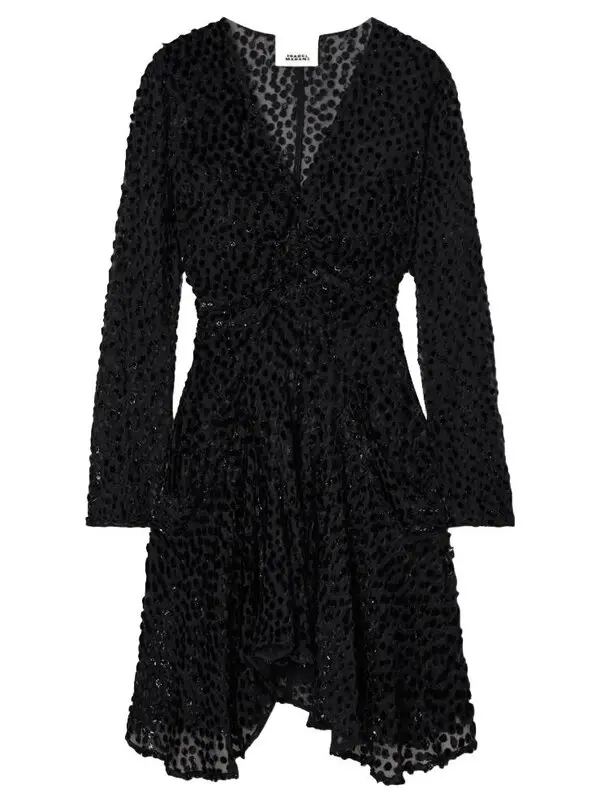 Isabel Marant Étoile Sequin Embellished Long-sleeve V-neck Dress - Black