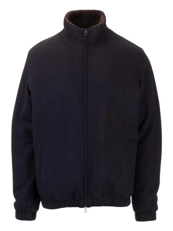 Loro Piana Stand Collar Zip-up Jacket - Navy Blue