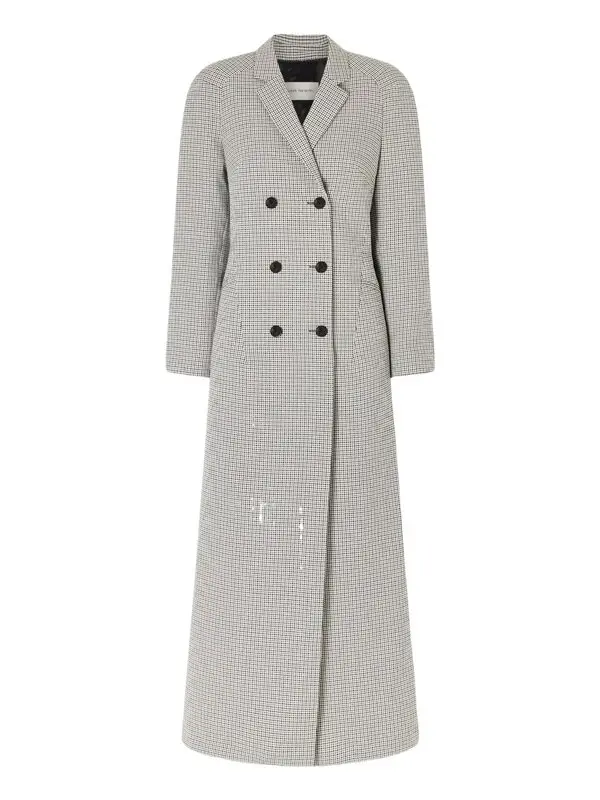Dries Van Noten Ronna Checked Long Coat - Gray