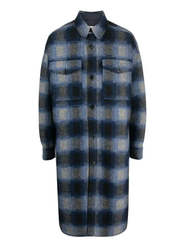 Isabel Marant Étoile Plaid-check Long Coat - Black